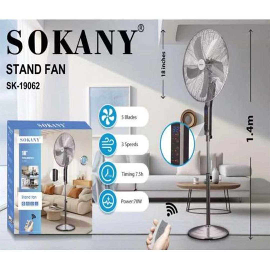 مروحة سوكاني استاند 18 بوصة - ديجيتال + ريموت - SK-19062